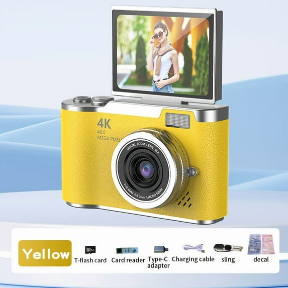 4K HD Digital Camera with 2.4-Inch Flip Screen, Professional Camcorder ...
