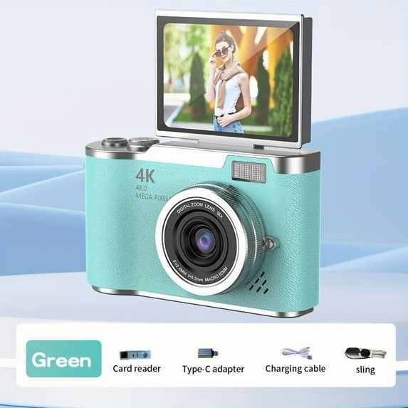 4K HD Digital Camera, 2.4-inch Flip Screen, Professional Camera for ...