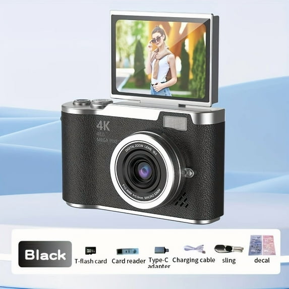 4K HD Digital Camera, 2.4-inch Flip Screen, Professional Camera ...