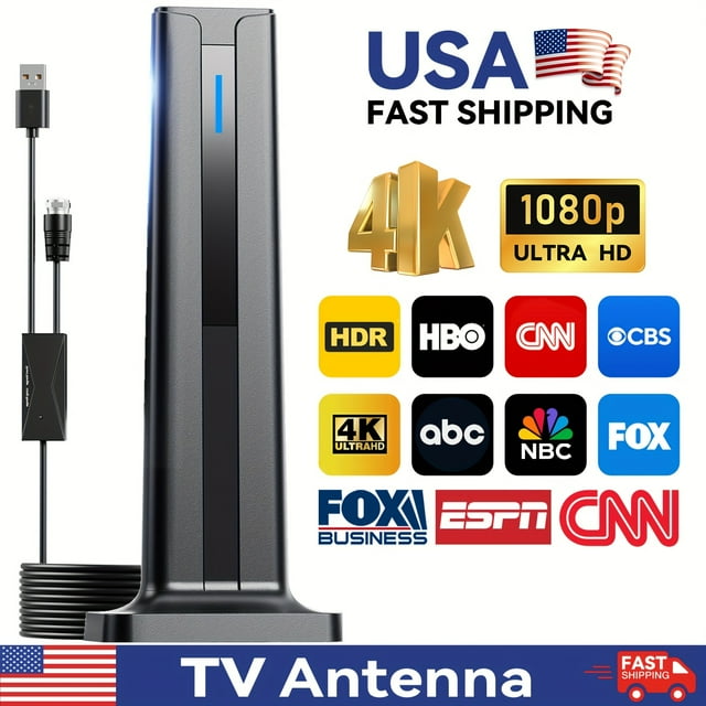 4K HD Digital TV Antenna | 1080P Long-Distance with USB-Powered Signal ...