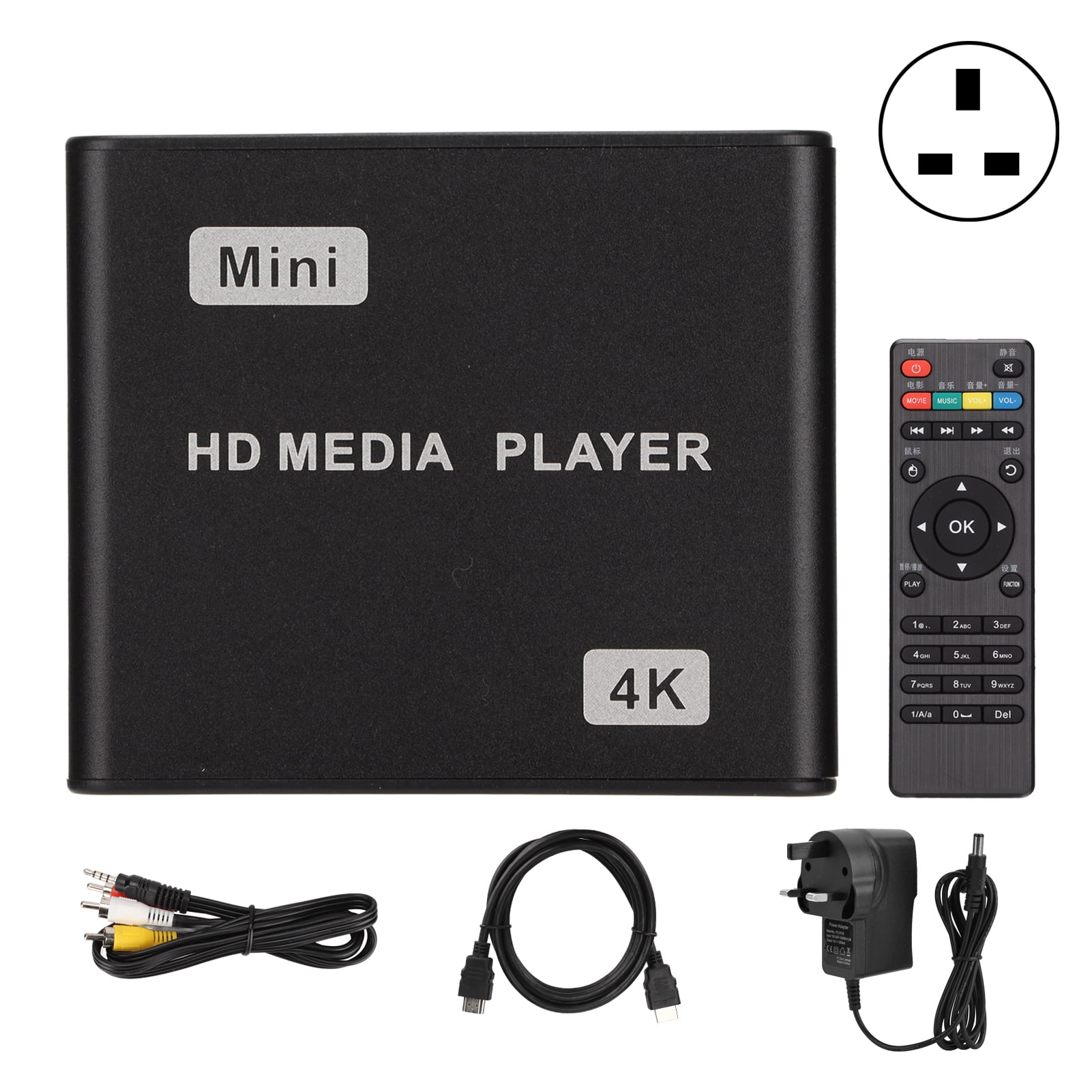 4K HD Media Player Mini Streaming Media Player with Remote Control and ...