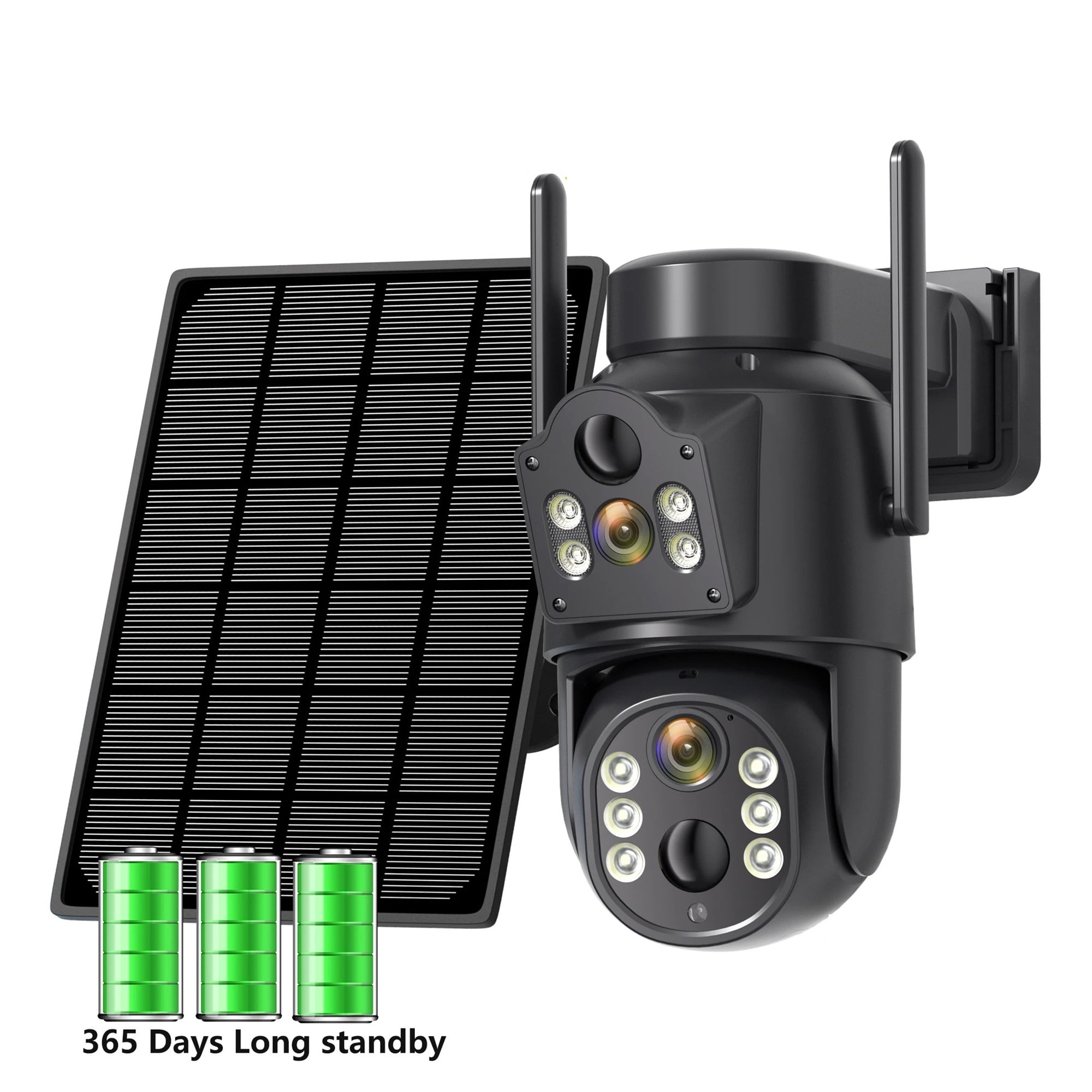 4K HD Solar WiFi Camera Outdoor Built-in Battery Dual Lens 2K Security ...