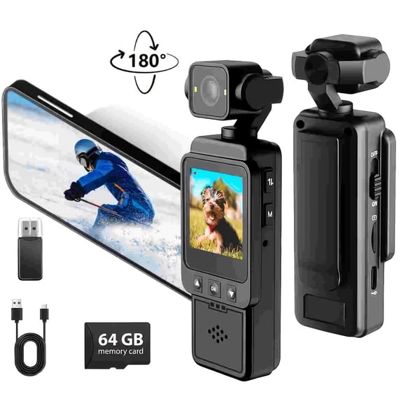 4K HD Vlogging Camera - Portable Rechargeable, Handheld Stabilizer, 270 ...