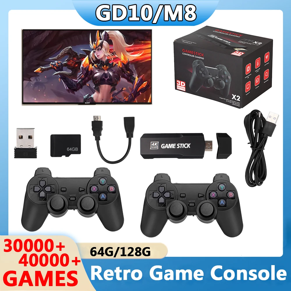 4K HD Wireless Controllers 40000+ Games 2.4G Arcade Console Support TF ...