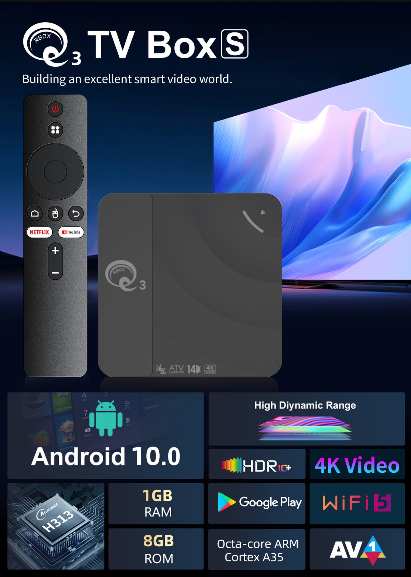 4K HD network set-top box,black - Walmart.com