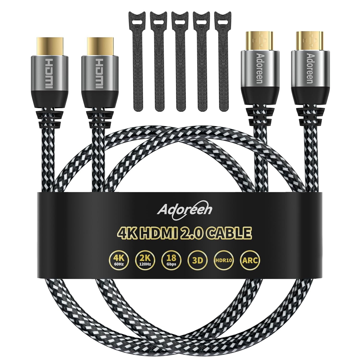 4K HDMI Cable 4 Feet/2 Pack,High Speed 18Gbps Braided HDMI 2.0 Cable ...