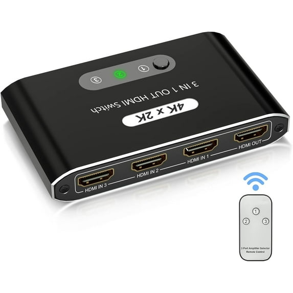 4K 3-in-1-out HDMI Switch, aluminum 3-port HDMI switcher selector ...