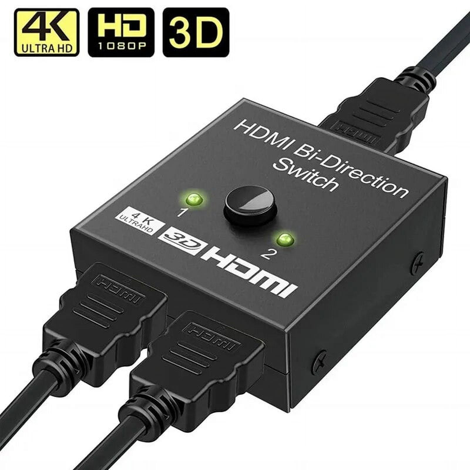 4K HDMI Switch 2 Ports Bi-directional HDMI Switcher HD 4K 3D HDR HDCP ...