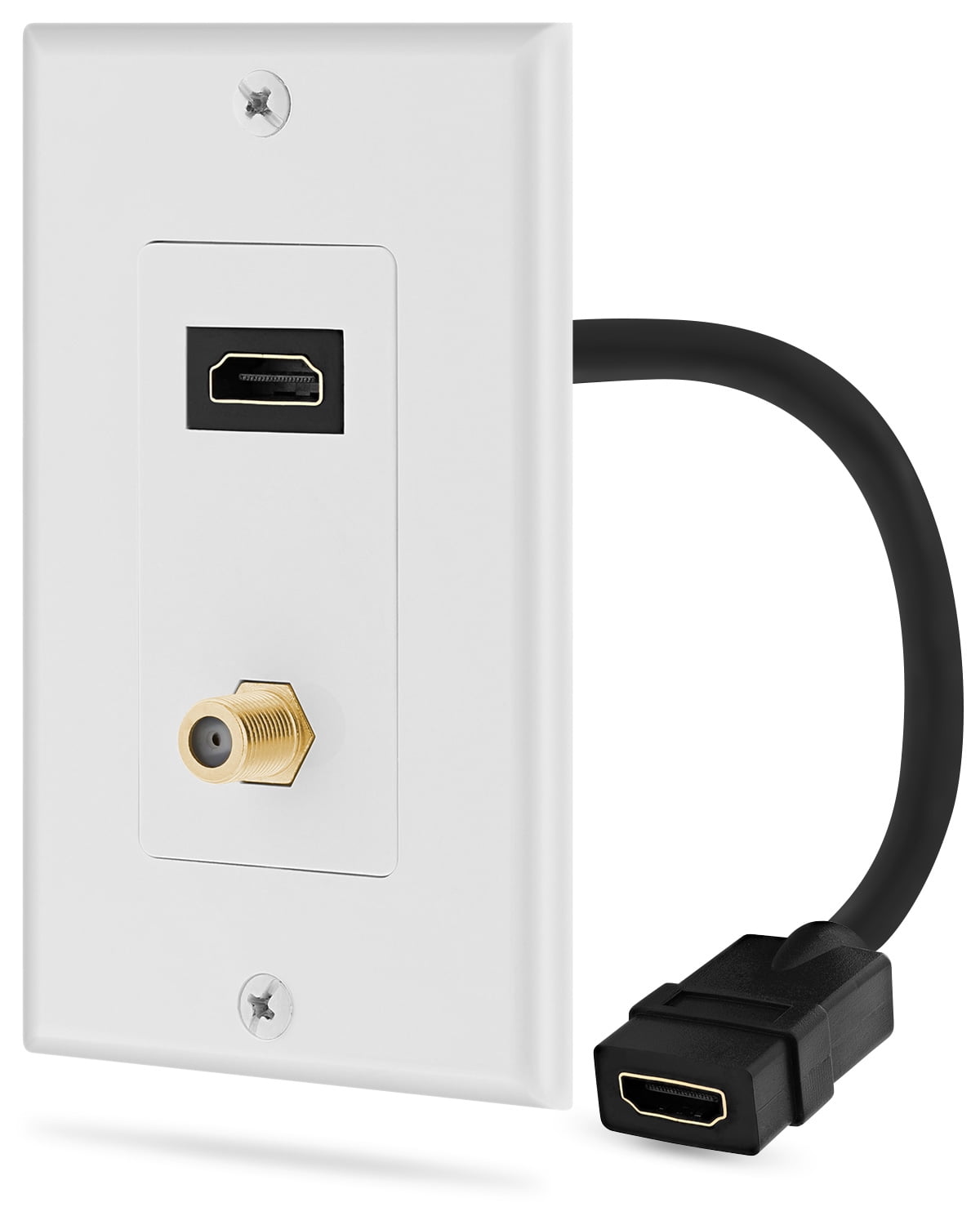 Fosmon HDMI 2.0 Wall Plate White Ethernet & Coaxial TV F Connector ...