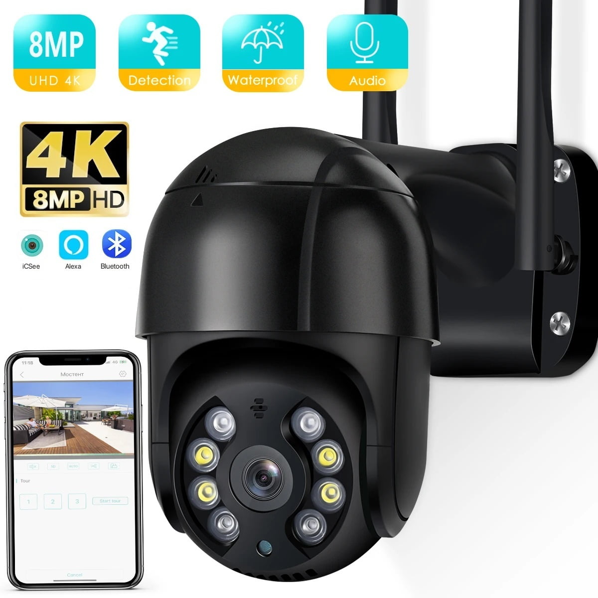 4K IP Camera 4MP Speed Dome Auto Tracking PTZ Camera Smart Home Outdoor Wireless WIFI Camera ...