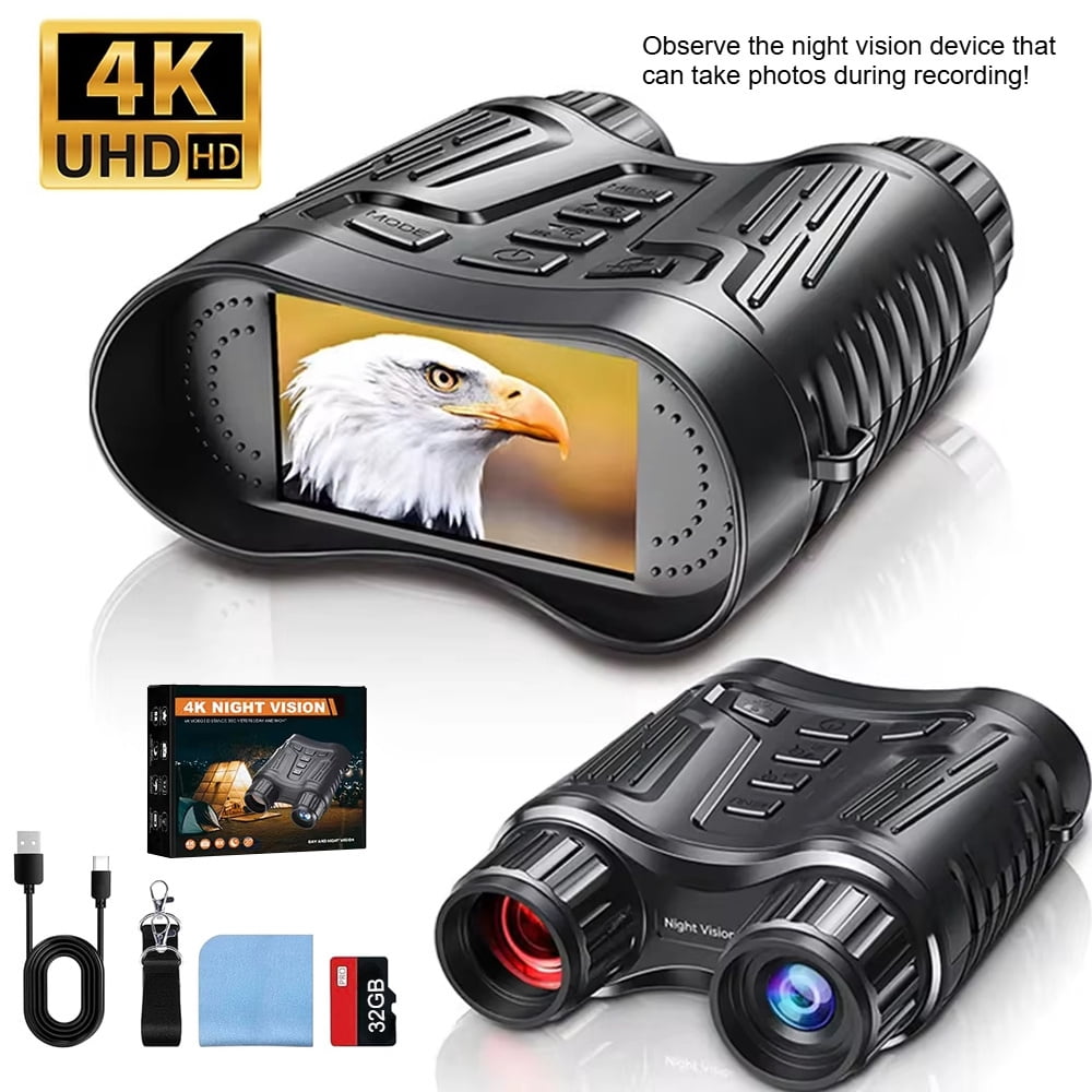 4K Infrared Night Vision Binoculars, 3.2-Inch Screen, 8X Digital Zoom ...