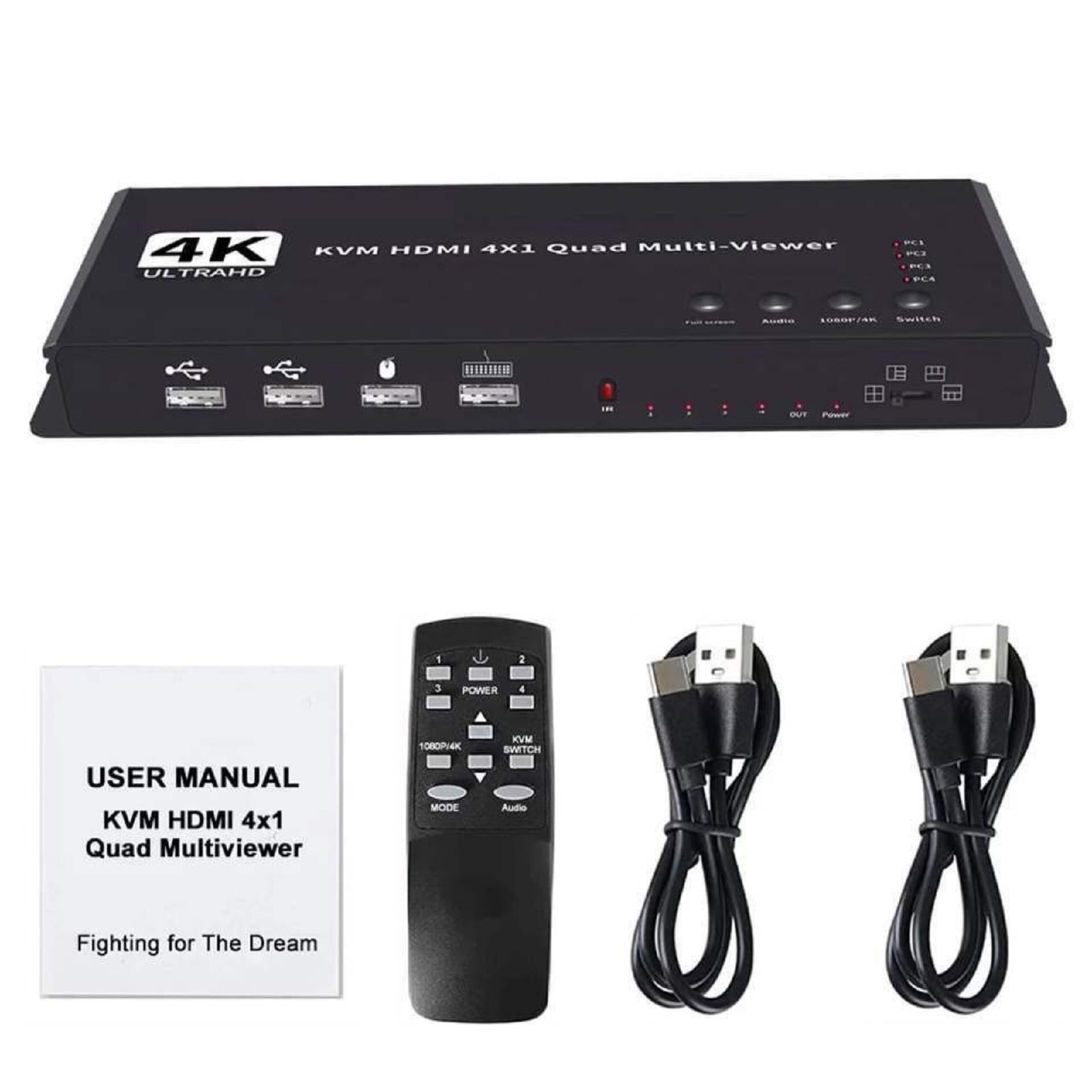 4K KVM HDMI Matrix Video Wall Controller Multi-viewer 4x1 HDMI Quad Multi-Viewer Seamless ...