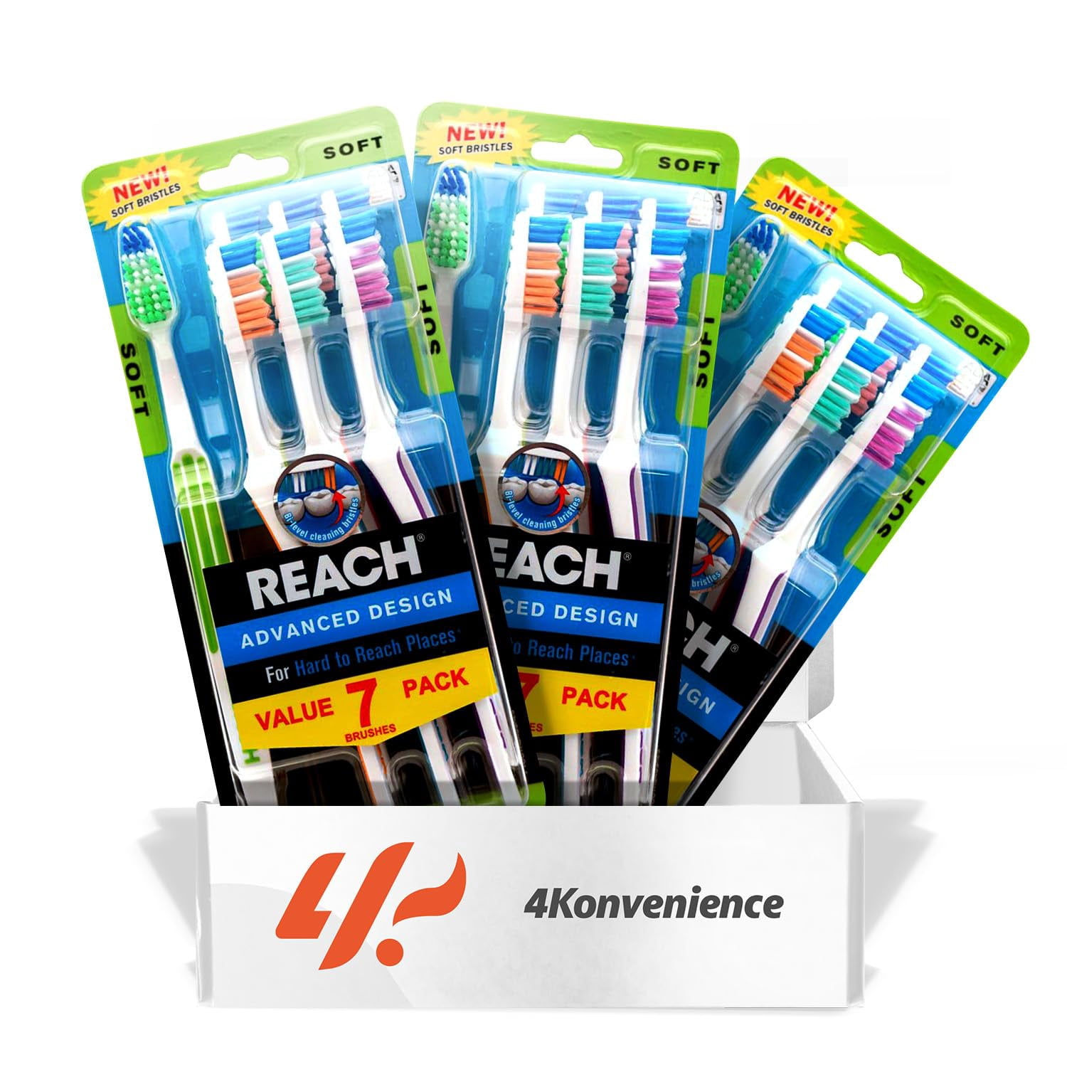 4K Logistics Reach Advanced Design Adult Toothbrush with Soft bristles ...