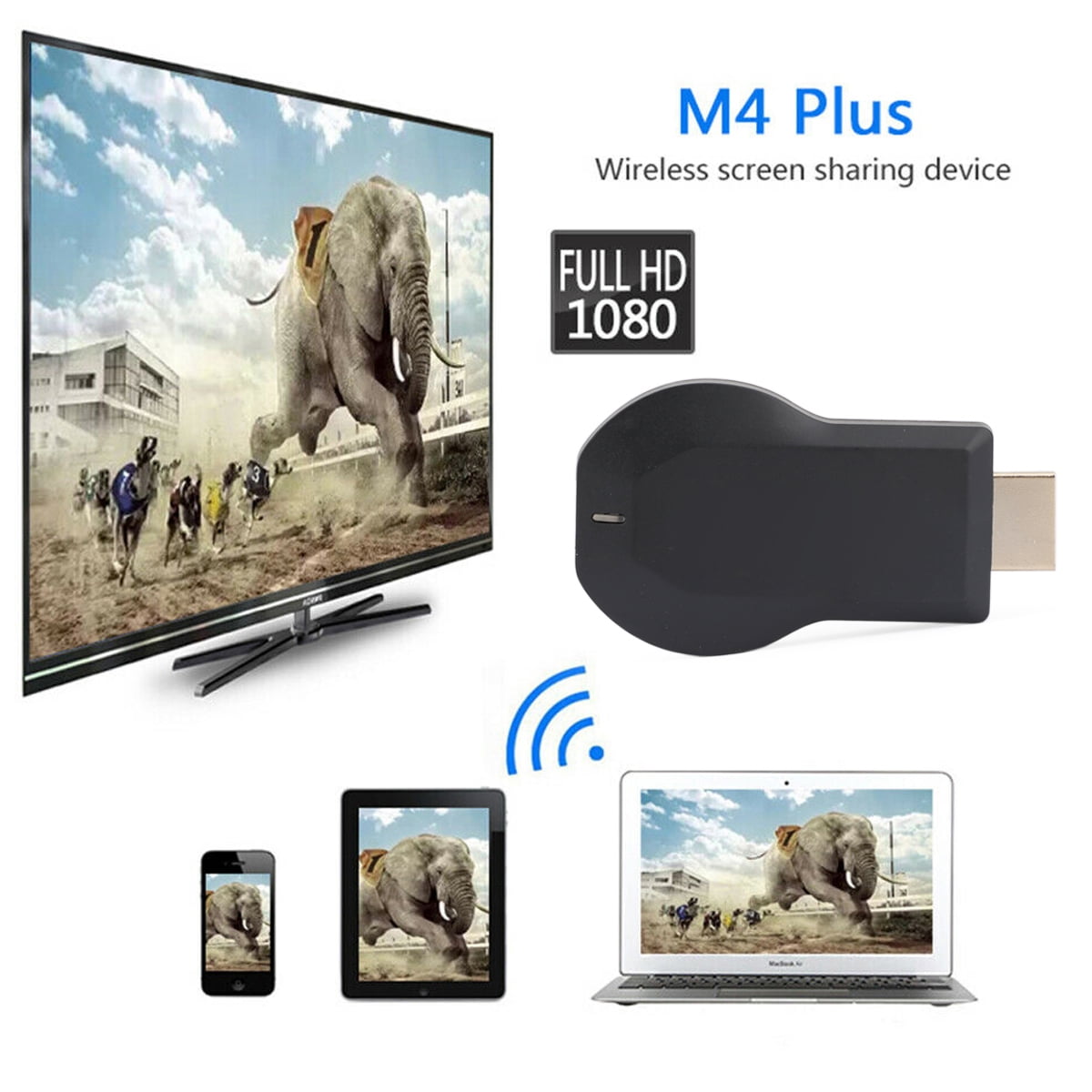 4K M4 Plus HD Media Player TV Cast Stick WIFI Display Receiver Dongle ...