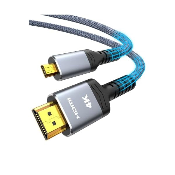 4K Micro HDMI to HDMI Cable 10 FT, 4K@60Hz, Micro HDMI Cord HDR ...