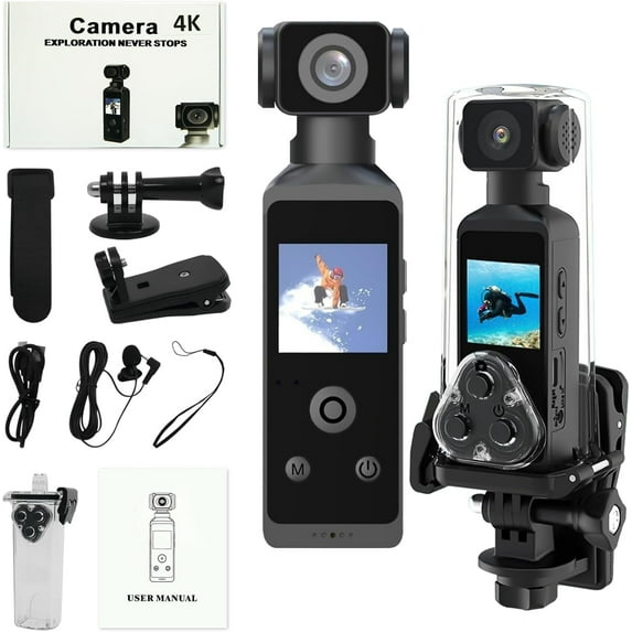 4K Mini Body Camera, 128G Handheld Action Camera with 1.3", Portable ...
