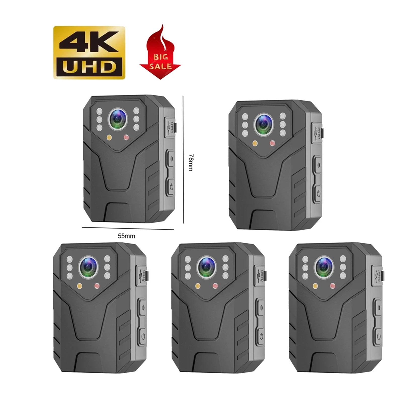 4K Mini Body Camera Full HD 1080P 2 Inch IPS Touch Screen Night Vision ...