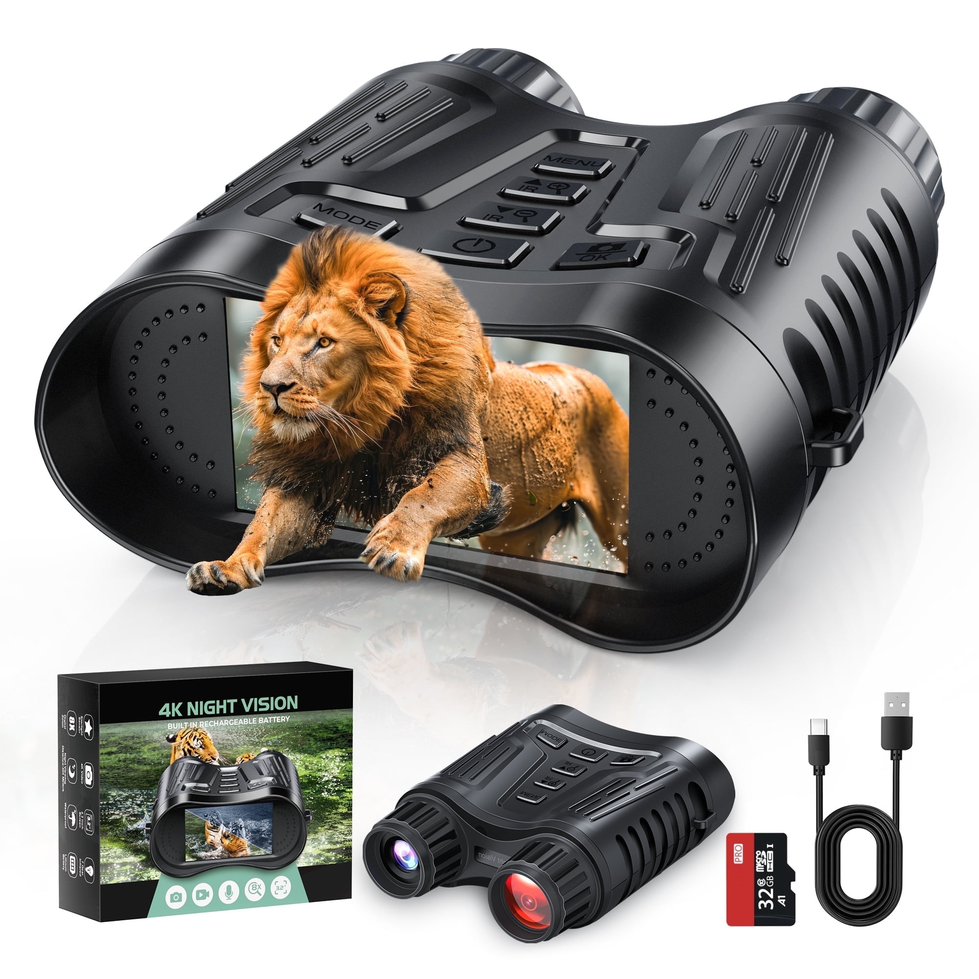 4K Night Vision Binoculars, Ruaiok HD Digital Infrared Night Vision ...
