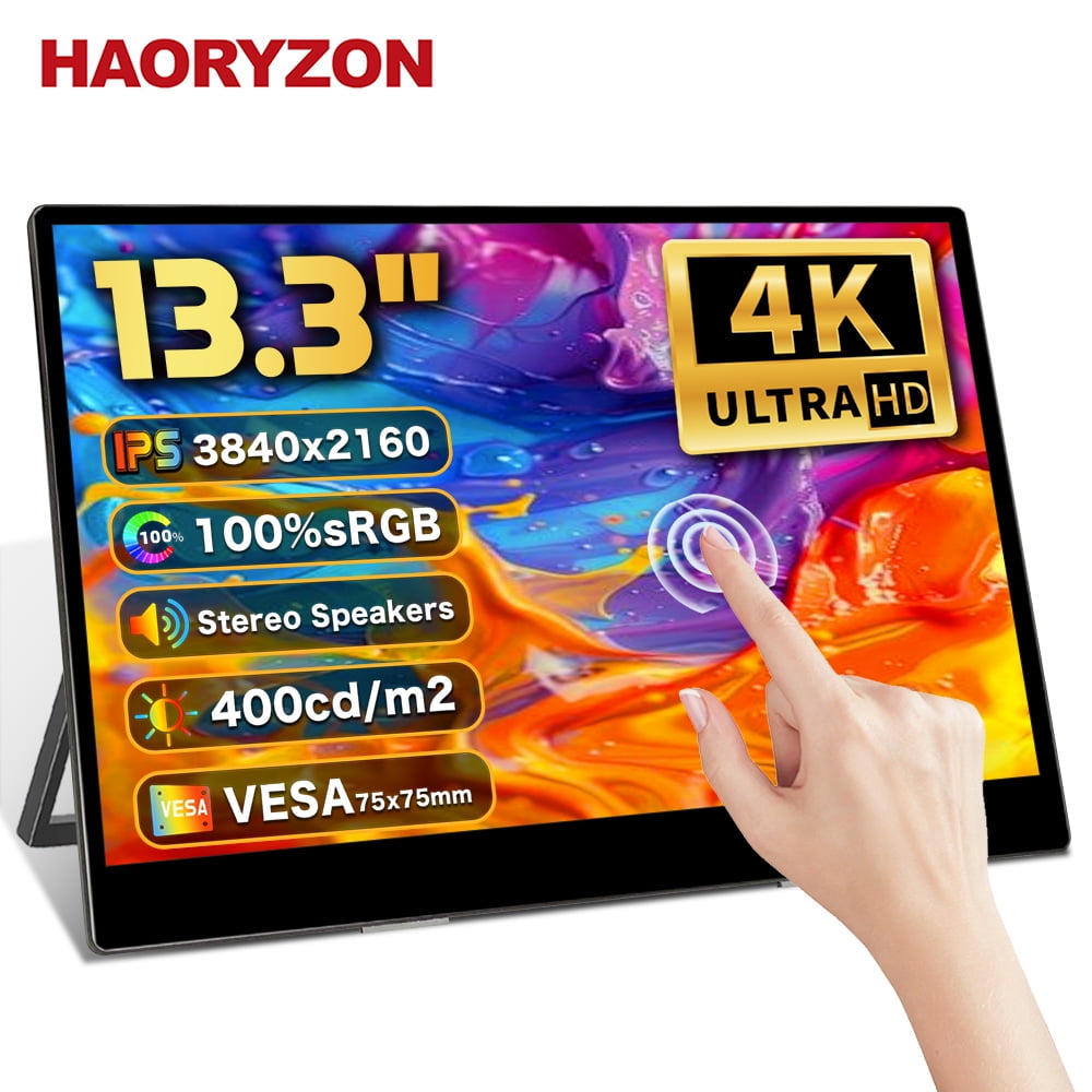 4K Portable Monitor 13.3 Inch 3840 x 2160 UHD USB-C HDMI Laptop Touchscreen IPS Computer Gaming ...