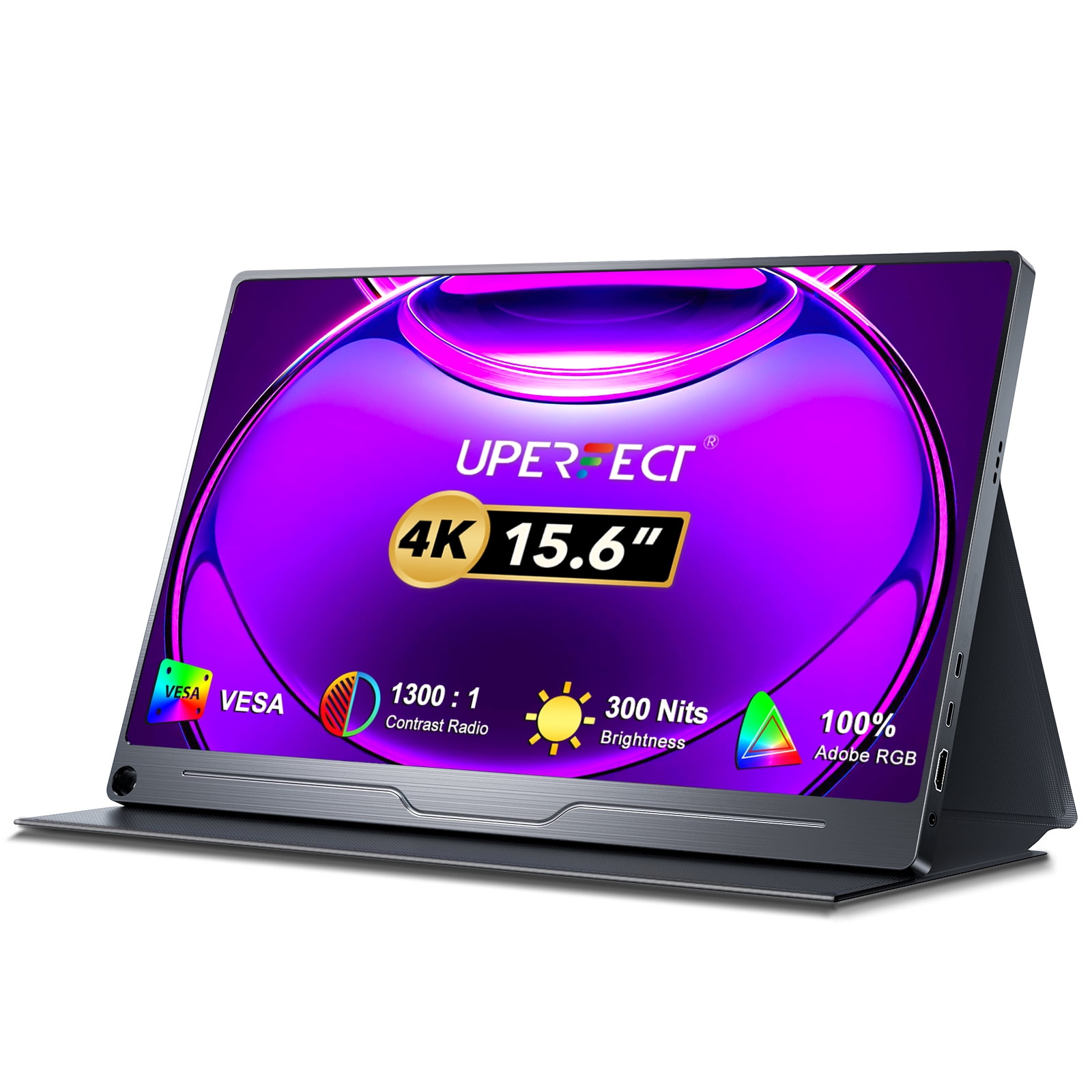 4K Portable Monitor, 15.6" 3840 * 2160 Laptop Extended Monitor, 1300:1 ...