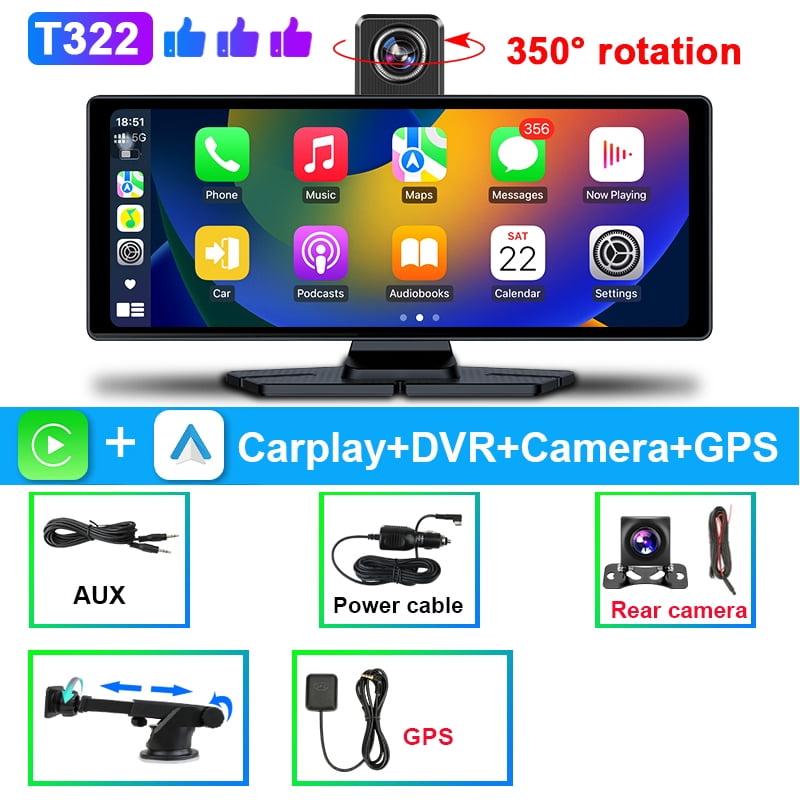 4K Rotatable Dash Cam Rearview mirror camera Wifi wireless Carplay ...