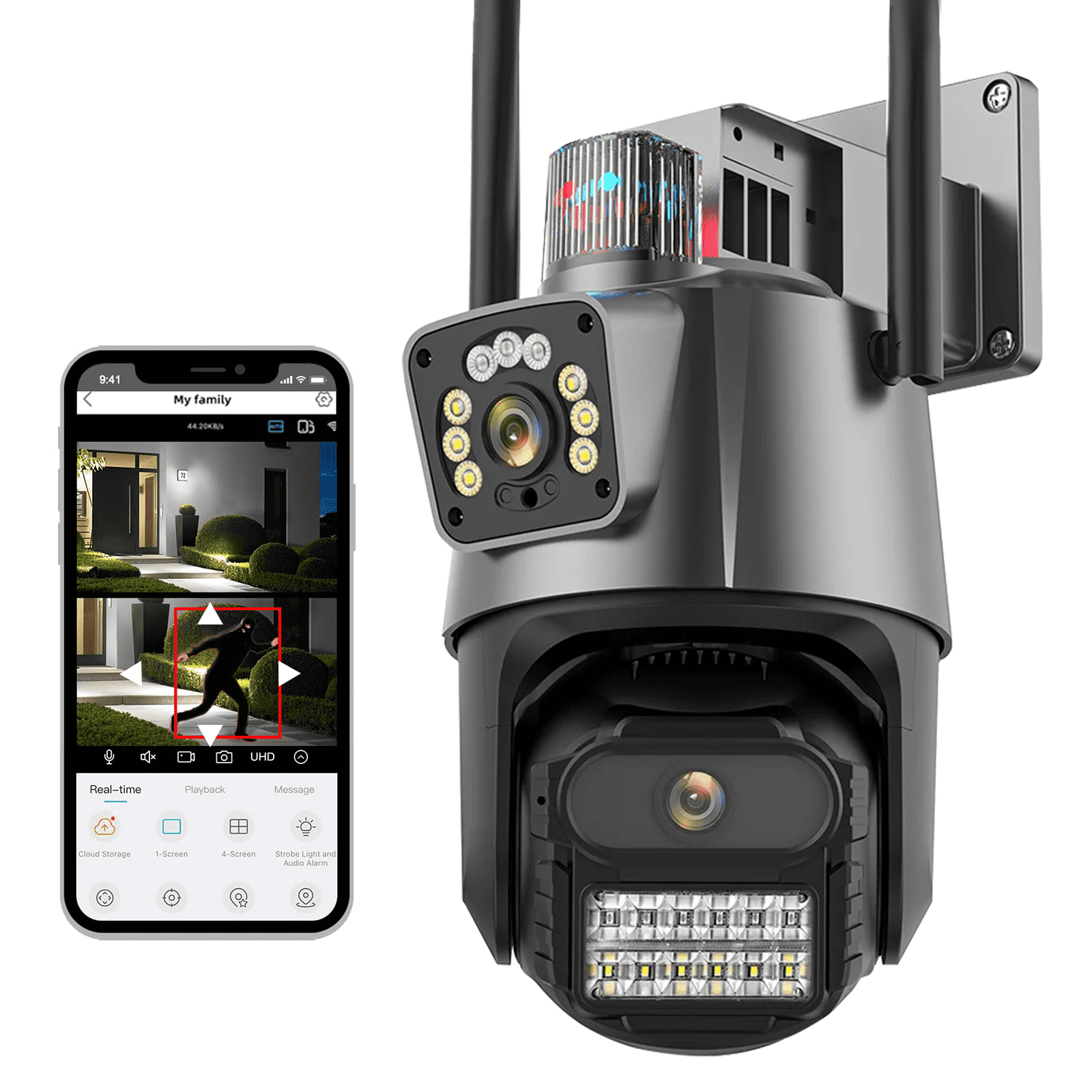 4K Security Camera Outdoor, Dual Lens PTZ Wireless Outside Cameras for ...