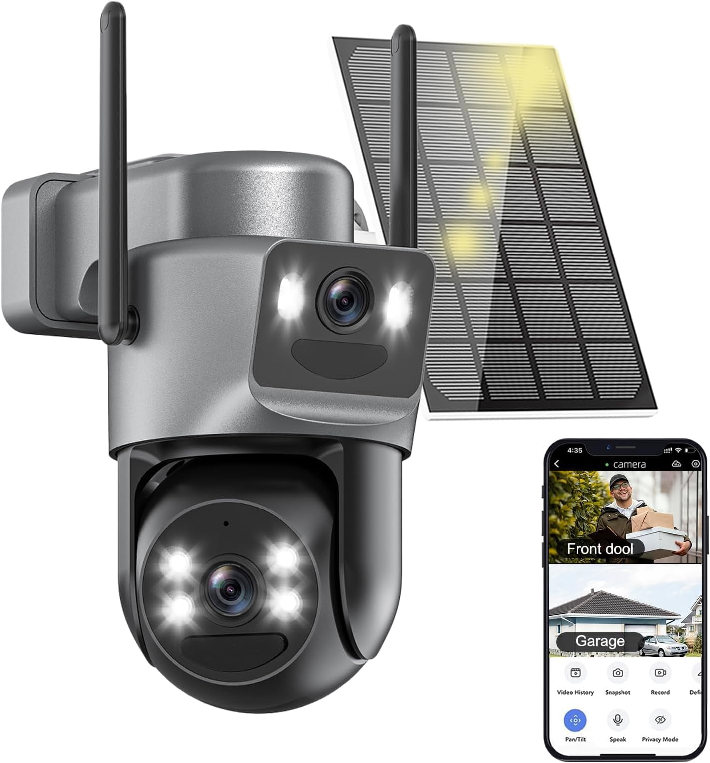 4K Solar Cameras Outdoor, 2.4G/5Ghz WiFi 6,Cameras for ,Dual Lens Solar ...