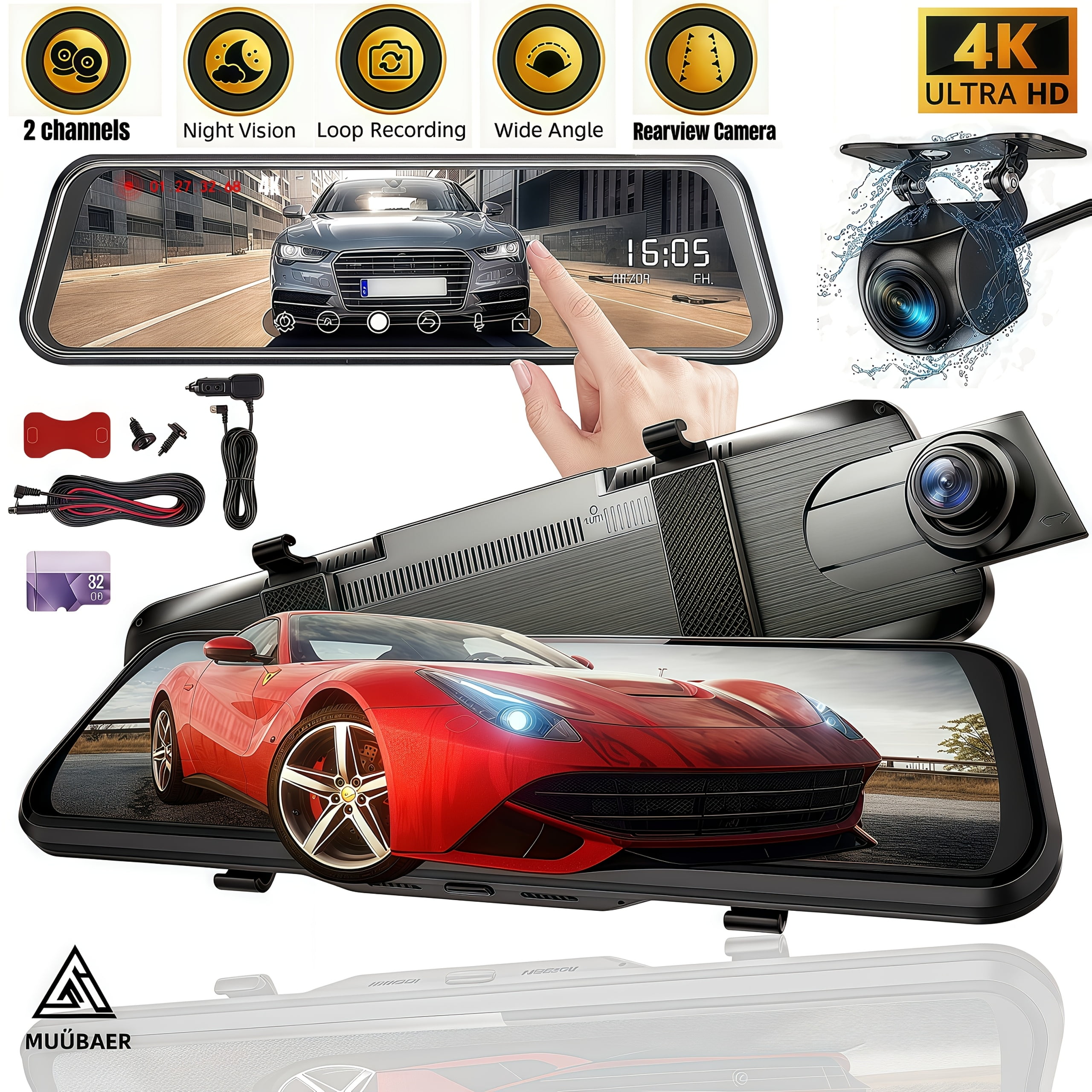 [4K Touch Screen Mirror Dash Cam] 4K Touchscreen Mirror Dash Cat Vision ...