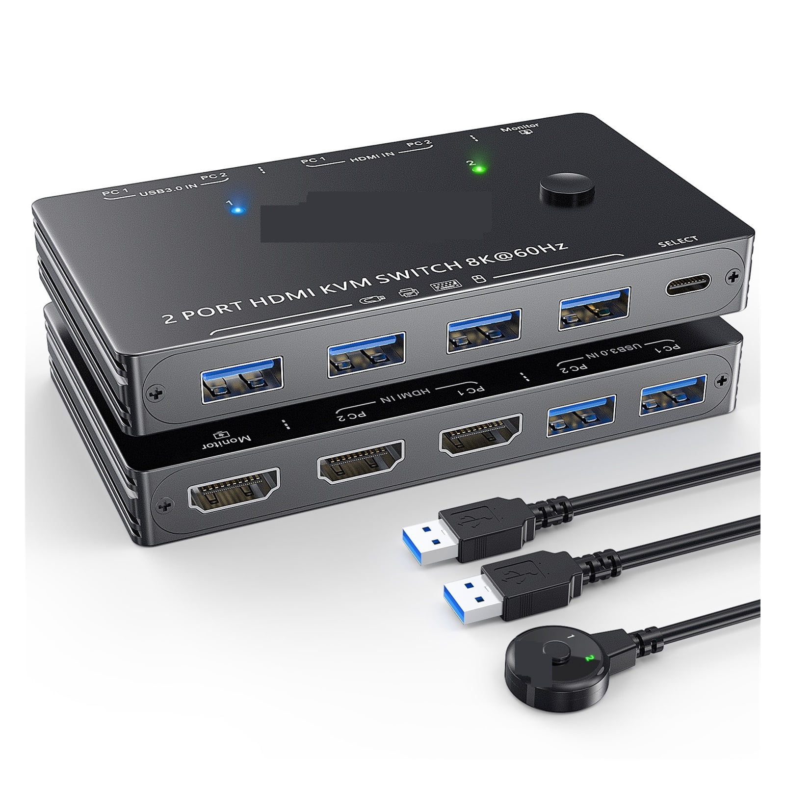 4K USB KVM Switch USB 3.0 Switcher HDMI-compatible KVM Switch 2 In 1 ...