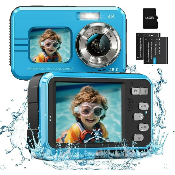 4K 30FPS 16MP Action Camera with Front LCD and Rear Screens, Underwater ...