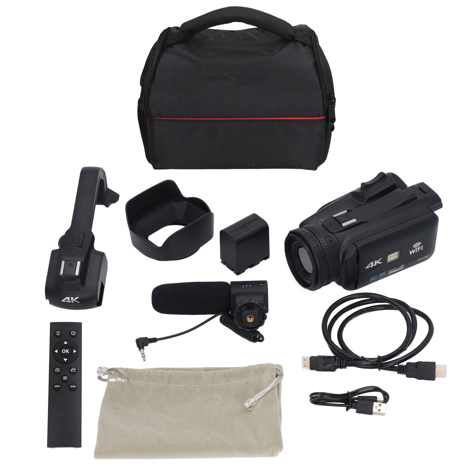 4K Video Camera Camcorder 18X Digital Zoom 4.0in Touch Screen WiFi Vlog ...