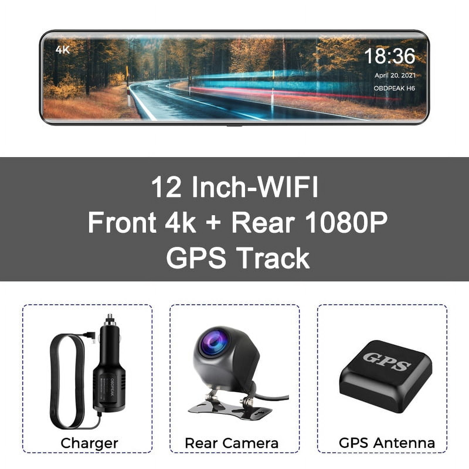 4K Video Recorder Dash Cam 12 Inch WIFI Rear View Mirror GPS Track Car ...