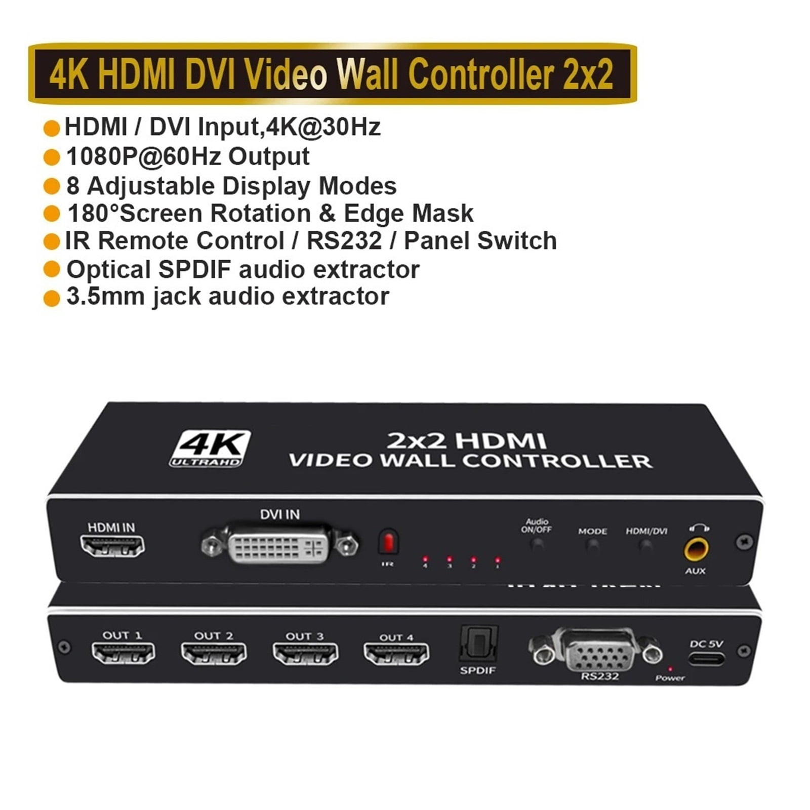 4K Video Wall Controller 3x3 DVI Video Wall Processor 1X2 1X4 1X3 2X1 ...