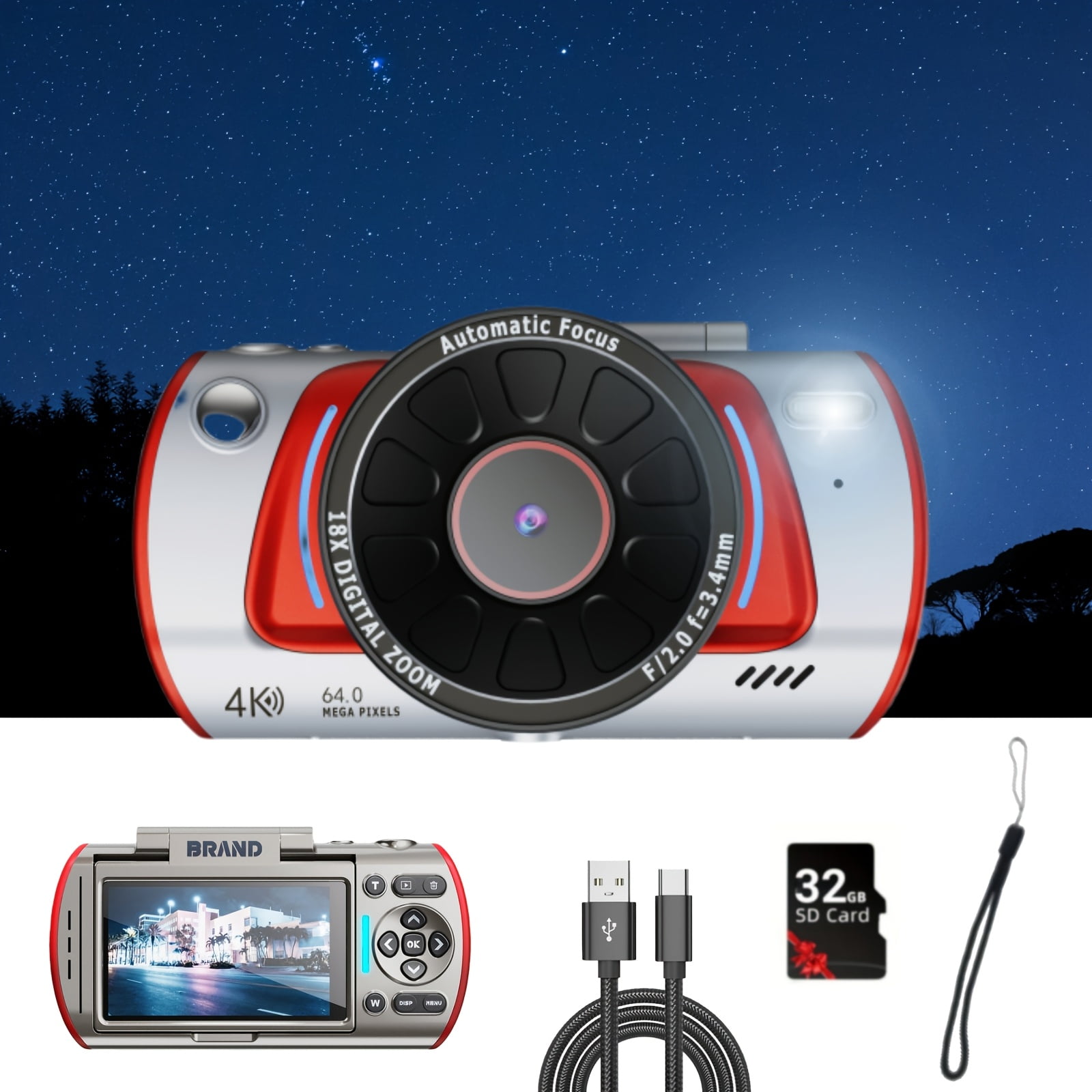 4K Vlog Camera with Flip Screen, WiFi Portable Digital Camera for ...