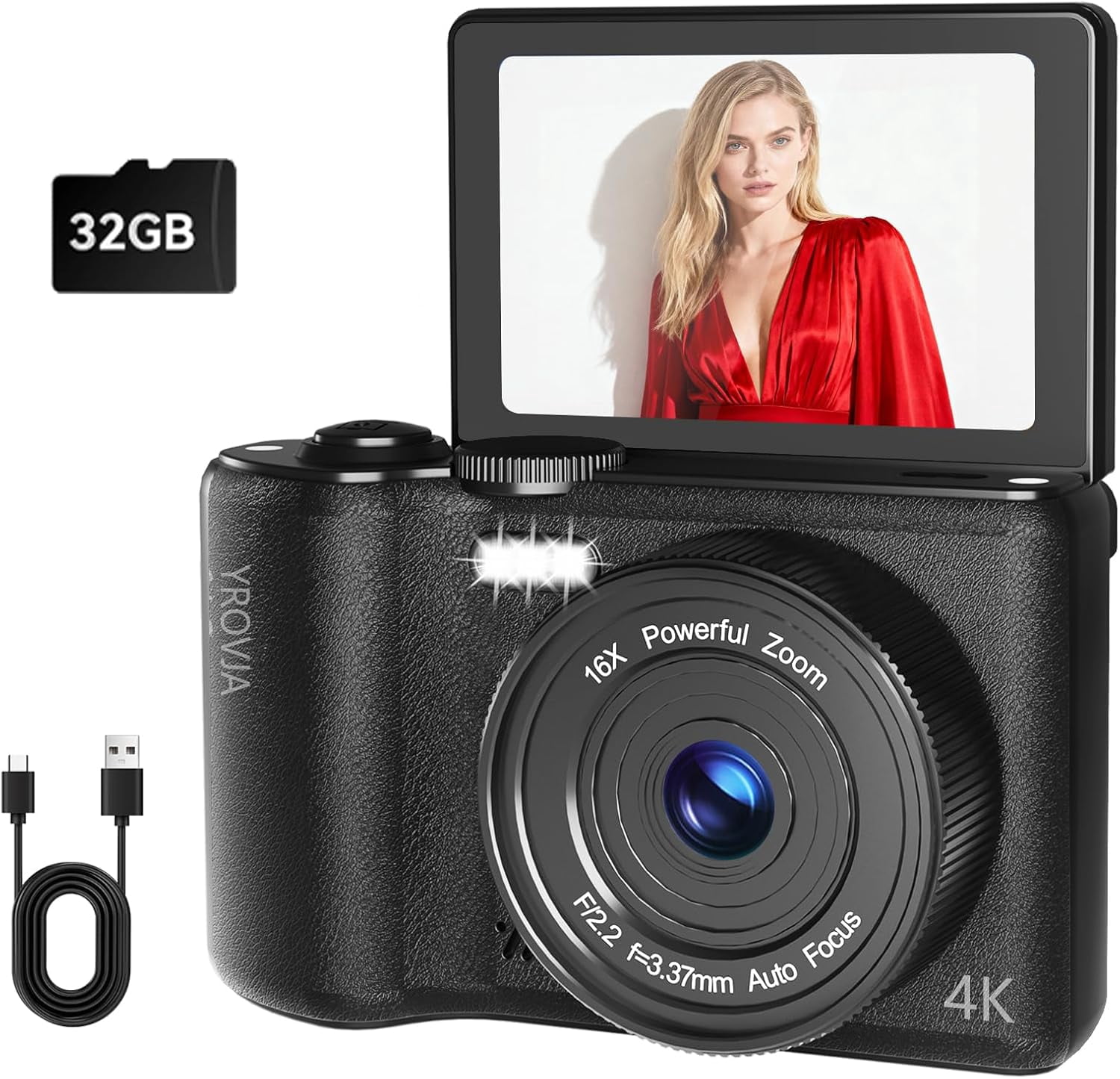 4K Vlogging Camera with 180? Flip Screen - 64MP Digital Camera for ...
