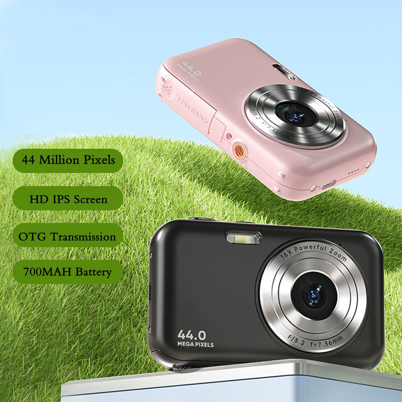4K Vlogging Camera, 44MP Point-and-Shoot, Compact Design, 16X Zoom ...