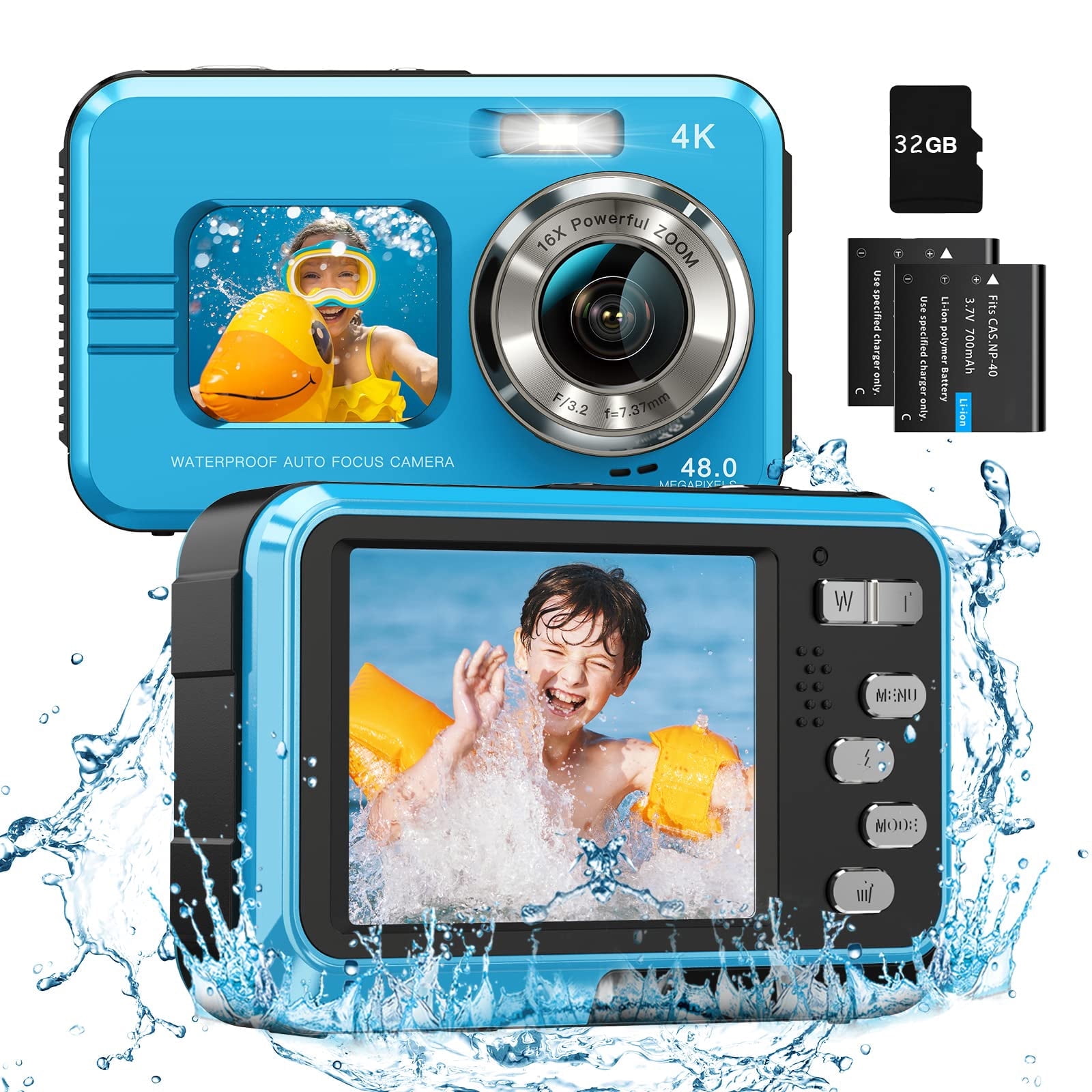 4K Waterproof Action Camera, 48MP Underwater Digital Camera with Dual ...