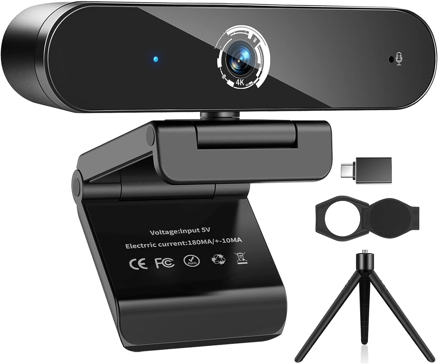 4K Webcam with Microphone, 4K Autofocus Web Camera with Privacy Cover ...