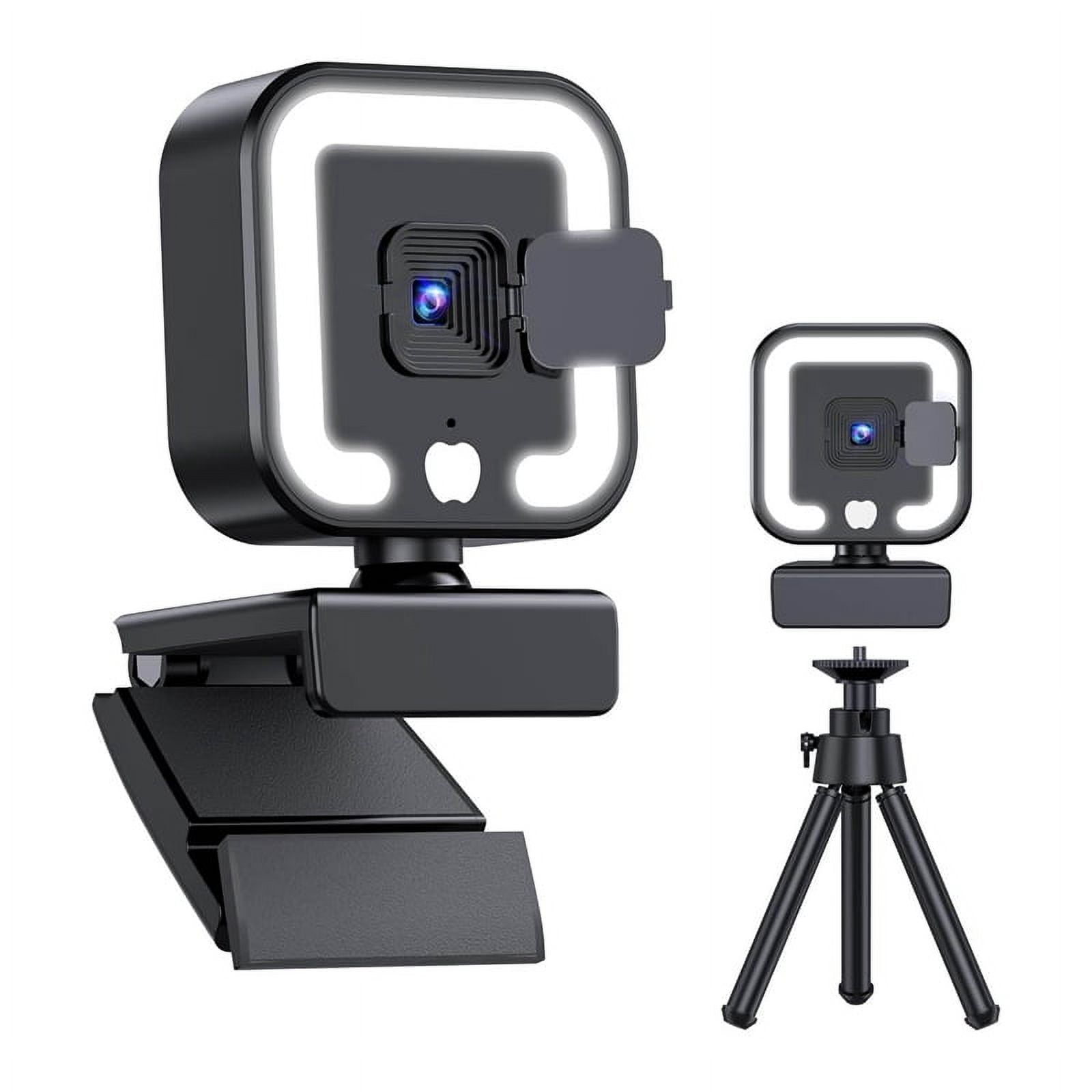 4K Webcam with Microphone and Fill Light, HD Autofocus Computer Camera ...