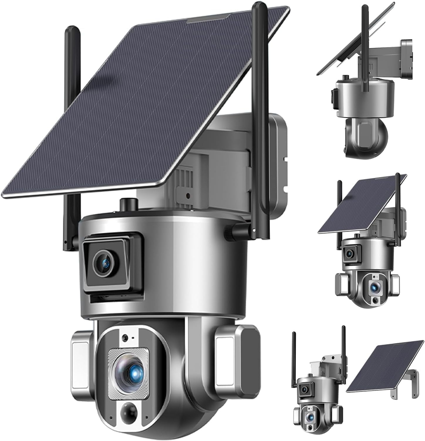 4K WiFi & 4G Wireless Outdoor Camera with Solar Panel Dual Lens Linkage ...