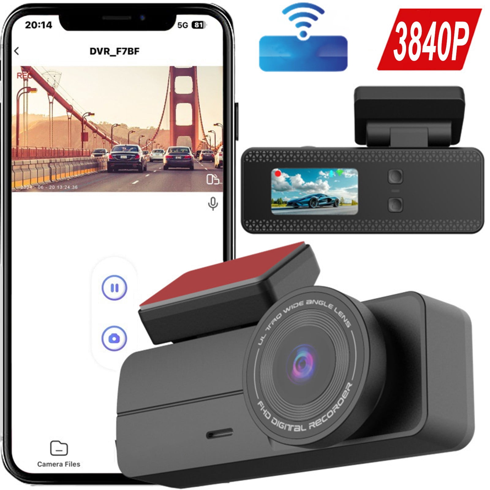 4K WiFi Dash Cam Car Driving Recorder | 3840P UHD Resolution | 170 ...