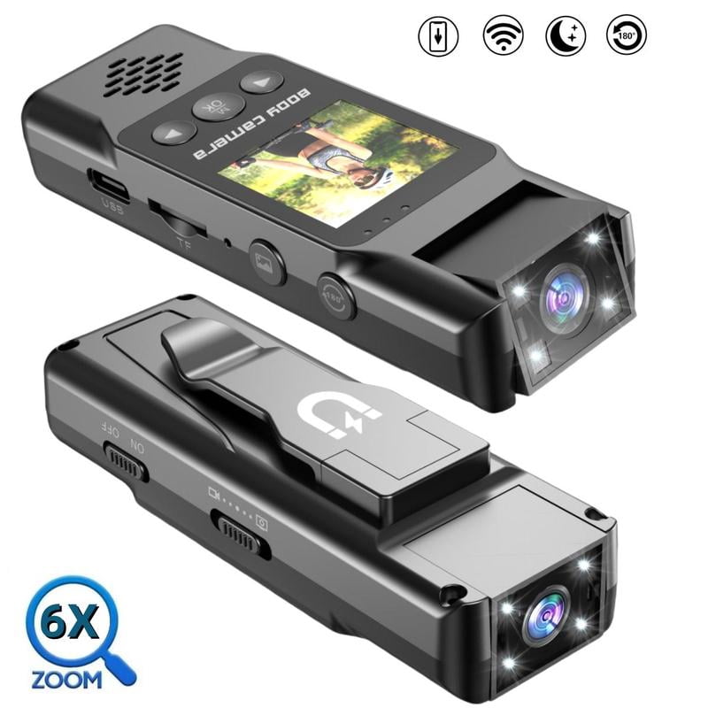 4K Wireless WiFi Hotspot Body Camera, Portable Sports Camera with 180 ...