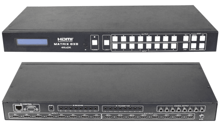 4K WolfPack 8x8 Matrix HDMI Switcher w/HDMI 2.0, HDCP 2.2, coax outs ...