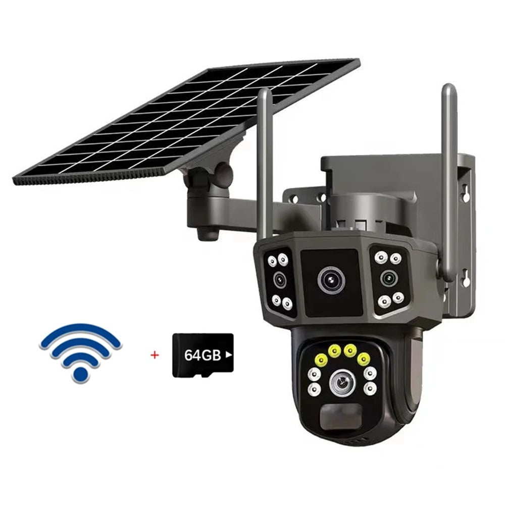 4K dual lens,outdoor security IP camera,wireless WIFI solar closed ...