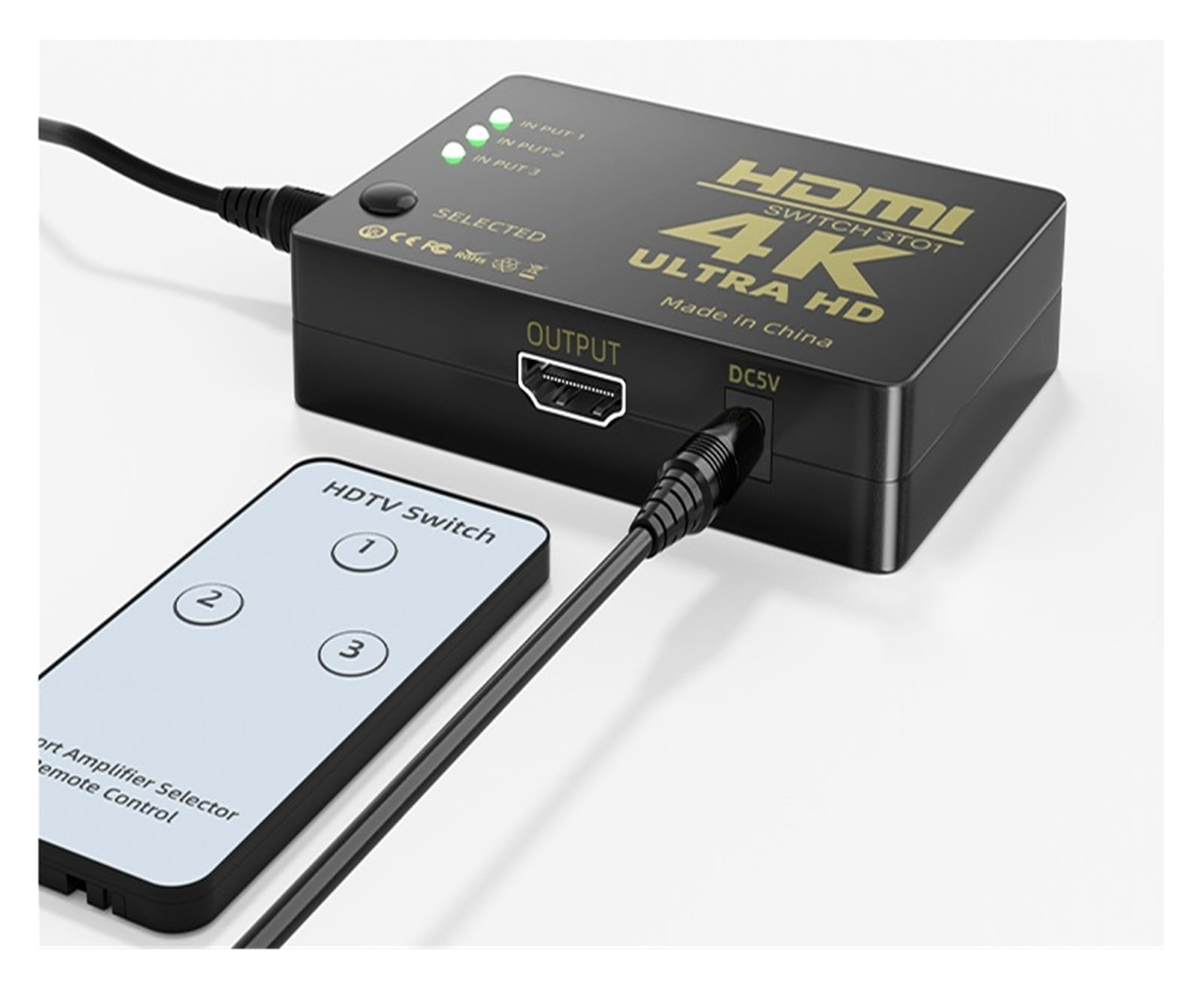 4K30Hz Switch 5 In 1 Out/3 In 1 Out Video Switcher With IR Remoter For ...