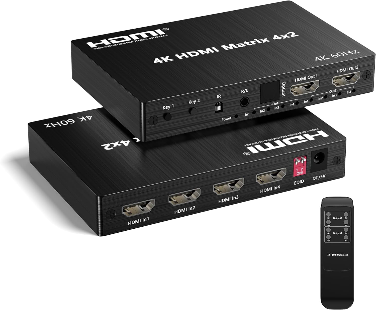 4K60Hz Hdmi Matrix Switch Splitter 4 In 2 Out, Hdmi Switch With Remote ...