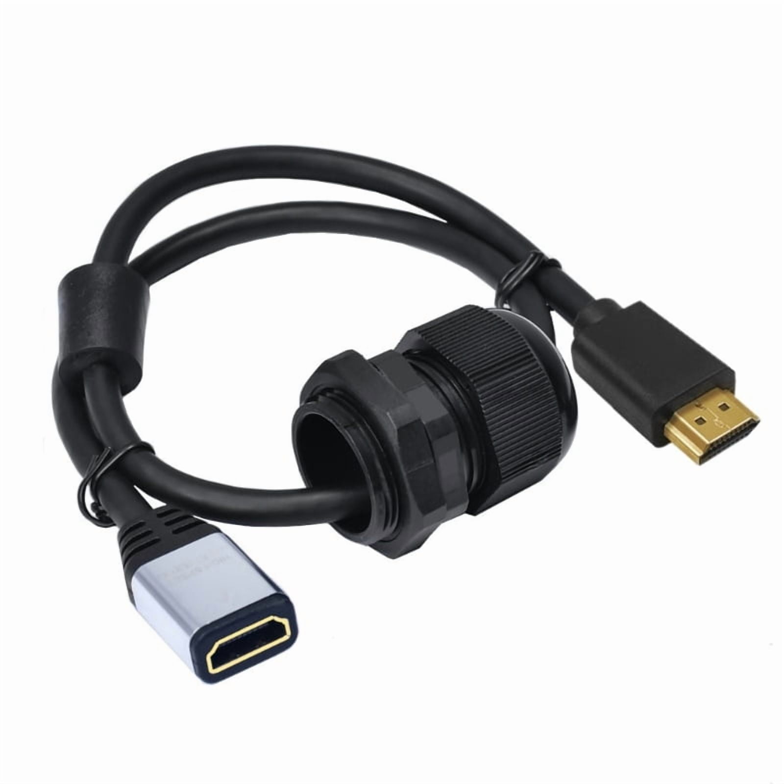 4K60hz HDMI Extension Cable With Panel Mount Waterproof Connector For Car Boat Video 50cm/19.7in ...