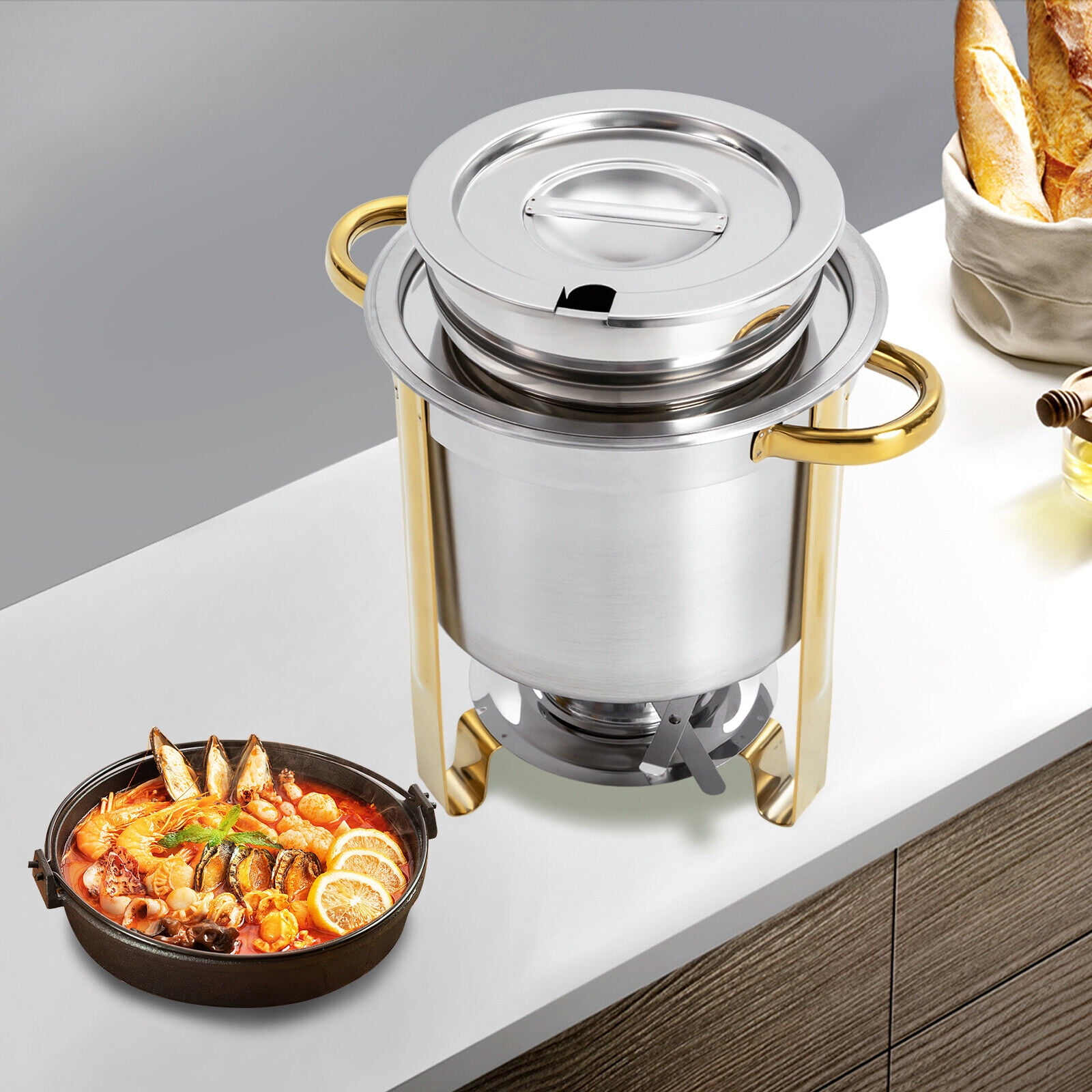 Stainless Steel Soup Warmer, Chafer with Pot Lid, Rustproof, Durable ...