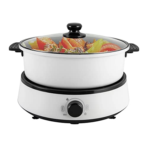 4L/4.2Qt Electric Hot Pot Round Multifunction Non-Stick Skillet Frying ...