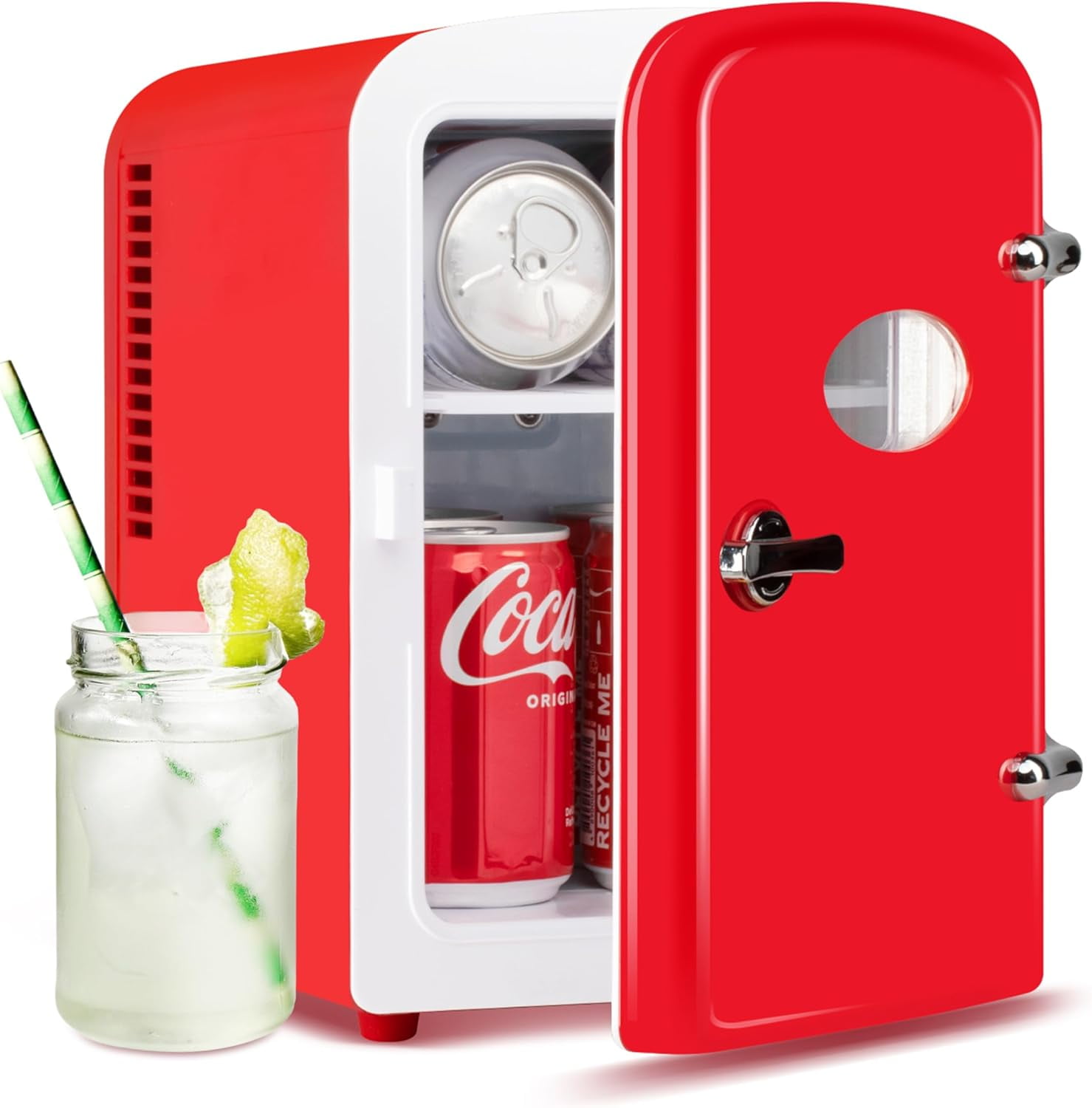 4L/6 Can Mini Fridge, Portable Cooler and Warmer Compact Refrigerators ...